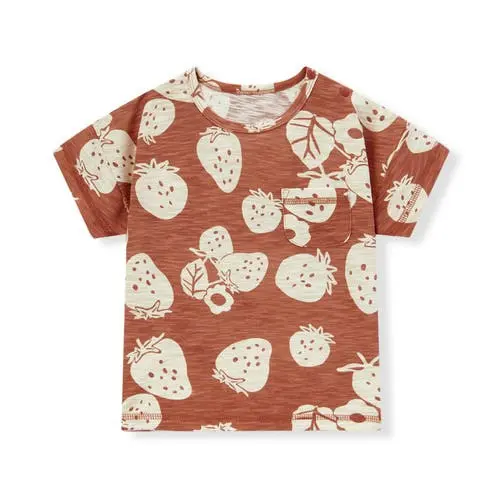 MILKBARN Slub Cotton Pocket Tee - Strawberry Silhouette